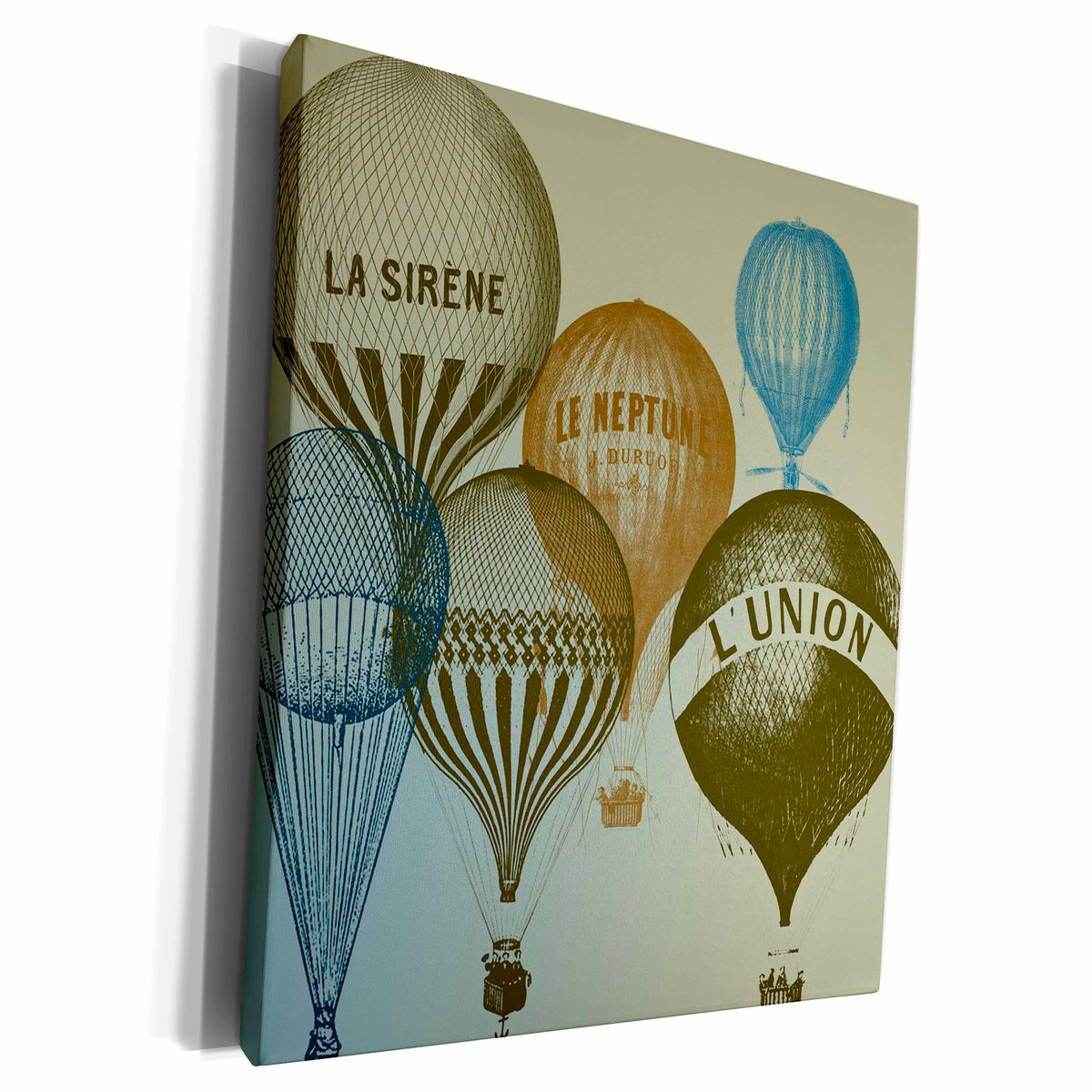 Hot Air Balloons Vintage, Museum Grade Canvas Wrap — 3dRose