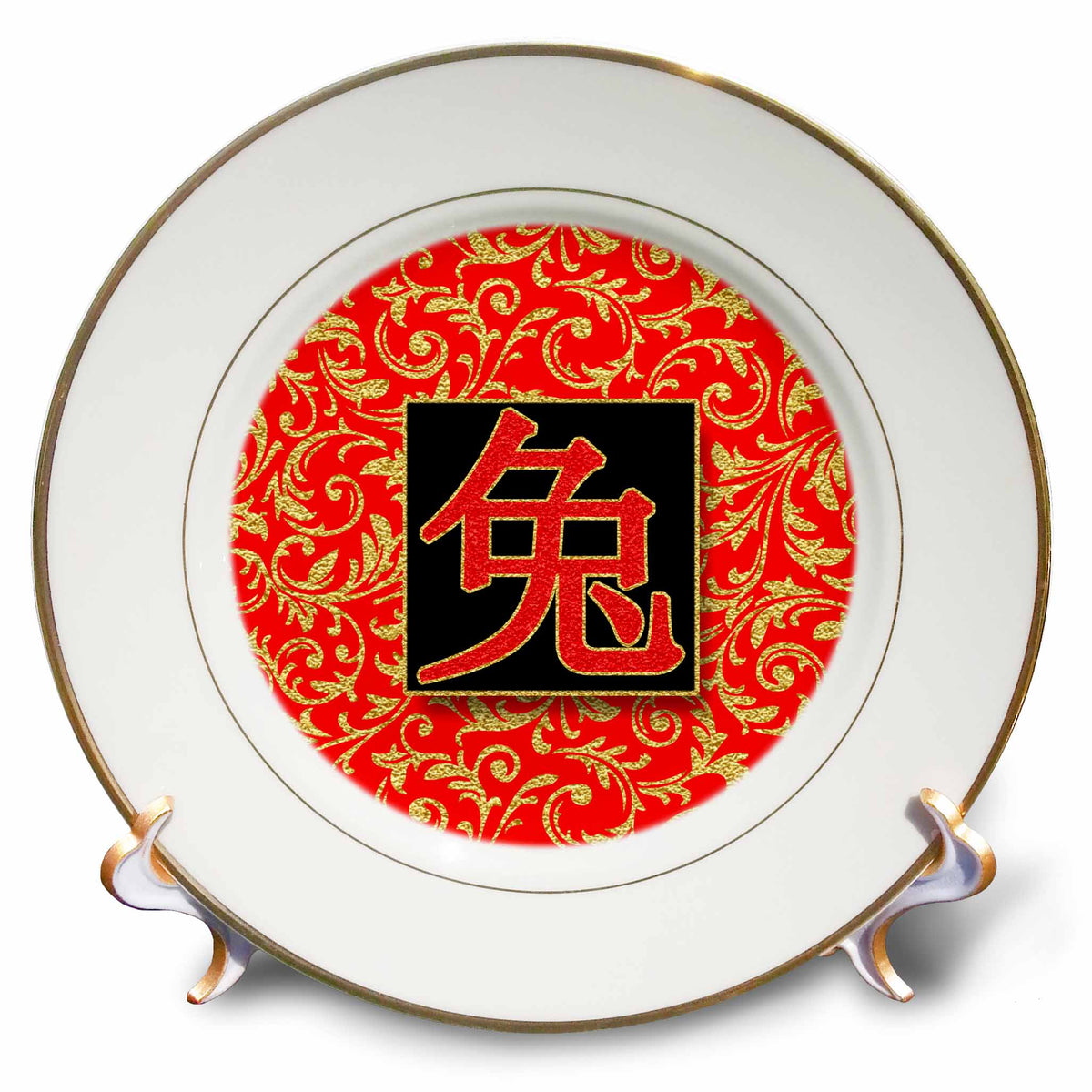 3dRose Doreen Erhardt Asian Collection - Vibrant Traditional Red and G