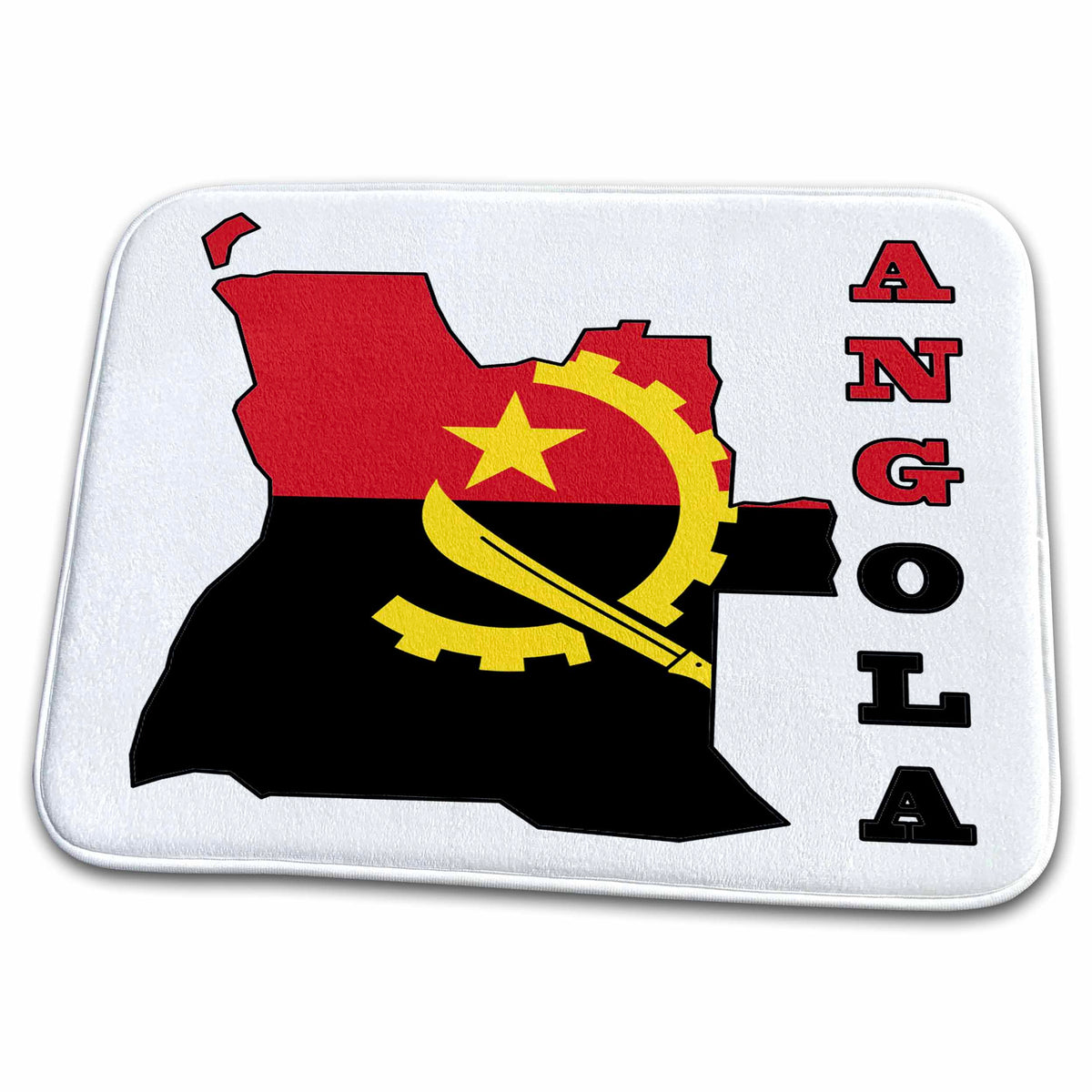 Dish Drying Mat - The flag of Angola in the outline map and name , Ang ...